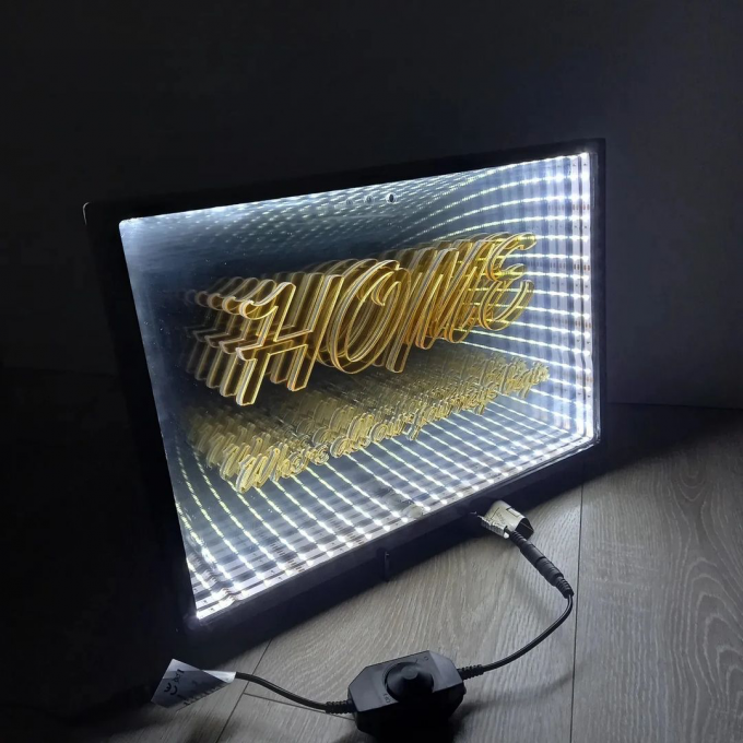 Tempered Glass Acrylic 3D Mirror Infinity Effect 3D LED Mirror with 12V ...